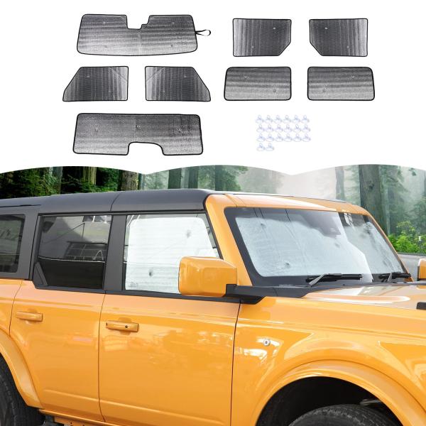 商品名: フロントガラスサンシェード サンシェード 遮熱ウィンドウサンバイザーマット フォードブロンコ 4ドア 2021 2022 2023用 8個 Windshield Sunshade Sun Shade Heat Shield Win...