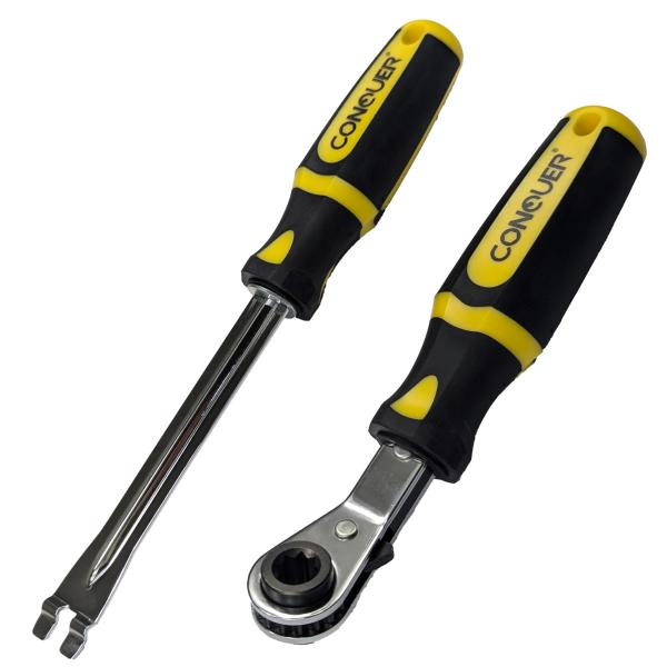 商品名: CONQUER Tools 2ピース 自動スラックスアジャスターリリースツールセット ダブルスクエアラチェットレンチ スラックスアジャスターツール トラック用 エアブレーキシステム調整 CONQUER Automatic Slac...