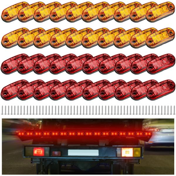 商品名:  40 Pcs 2.5 Inch 2 Diode Trailer Marker Lights Waterproof Sealed Light Double Bullseye LED Trailer Lights Kit 2.5" ...