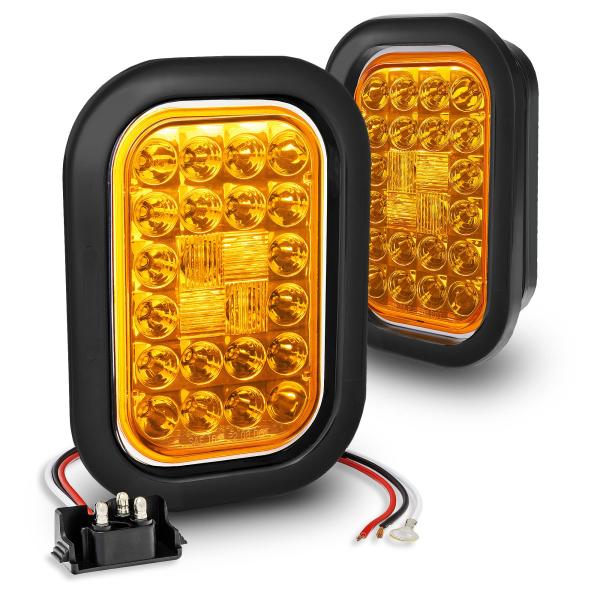 商品名: 2個 アンバー 5インチ x 3インチ 長方形 LED トレーラーテールライトキット [DOT FMVSS 108] [SAE I6 P P2] [グロメット&amp;プラグ] [水中] [ストップターンテールパーク] [24 L...