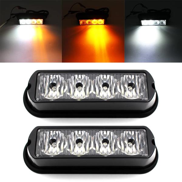 商品名:  FXC 2pcs 4-LED Surface Mount Flashing Strobe Lights for Truck Car Vehicle LED Grille Light Emergency Beacon Cautio...