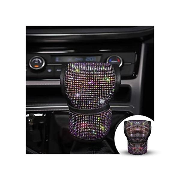 商品名: zipelo Bling カーギアシフトノブカバー ラインストーン 滑り止め 快適なハンドブレーキカバー ダイヤモンドセット シフターカバー 女性用 自動車内装アクセサリー ユニバーサルフィット バン トラック zipelo Bl...