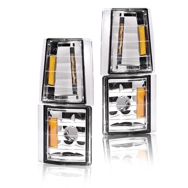 商品名: PIT66 コーナーシグナルサイドマーカーランプ 94-99 シボレーC/K 1500 2500 3500 サバーバン/95-99 シボレータホ/フィット94 シボレーフルサイズブレザークリアレンズ クロームハウジング アンバーリ...