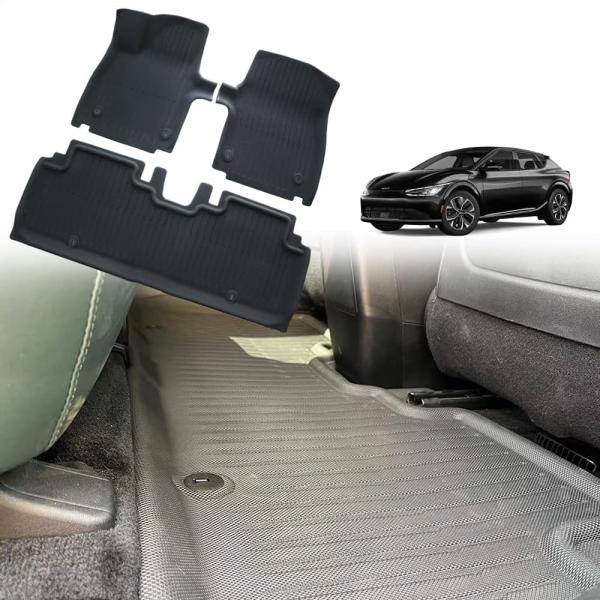 商品名: BestEvMod EV6用 全天候型フロアマットアクセサリー XPE 高温耐性 無臭 防水フロアライナー 1列目&amp;2列目セット 2022 Kia EV6アクセサリーに対応 BestEvMod for EV6 All We...