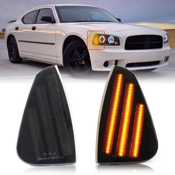 商品名:  FetonAuto Amber Front Bumper Full LED Side Marker Lights Assembly for 2006-2010 Dodge Charger Daytona RT SE SRT8 S...