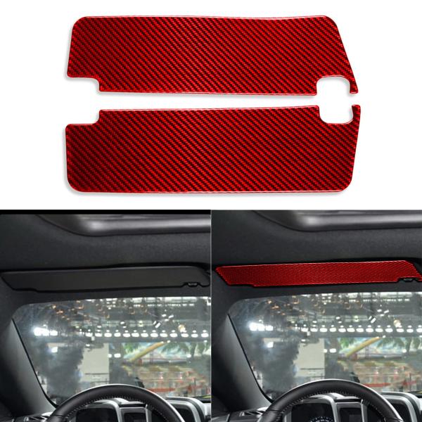 商品名: NVCNX リアルプレミアムカーボンファイバーフロントルーフトップサンバイザーカバー 車内トリムアクセサリー シボレーカマロ 2010 2011 2012 2013 2014 2015 2個 レッド ?NVCNX Real Pre...