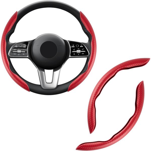 商品名: UREHEPO 自動車用カーボンファイバーハンドルカバー 滑り止め 通気性 マイクロファイバーレザー ハンドルラップカバー アクセサリー ユニバーサル レッド Urehepo Car Carbon Fiber Steering W...
