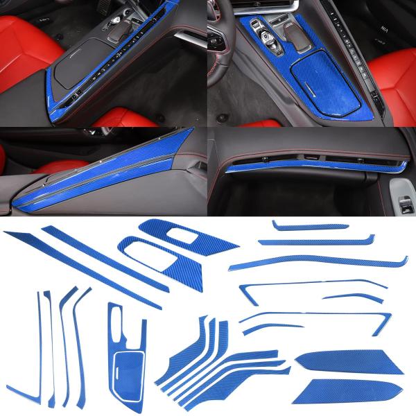 商品名:  Fgtagtal 25PCS Real Carbon Fiber Interior Trim Kits Compatible with Chevrolet Corvette C8 2020-2024, Console Stora...