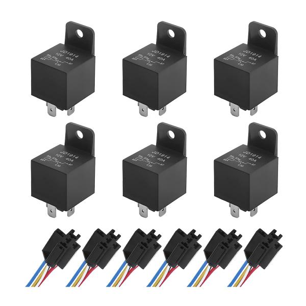商品名: AICEL 5ピン 12V リレーキット 6個 40AMP 防水リレーとハーネスセット 自動車用リレー インターロックハーネスソケットホルダーと高耐久ピグテール付き 自動車/トラック/バン/ボート用 (プラスチックバック) AIC...
