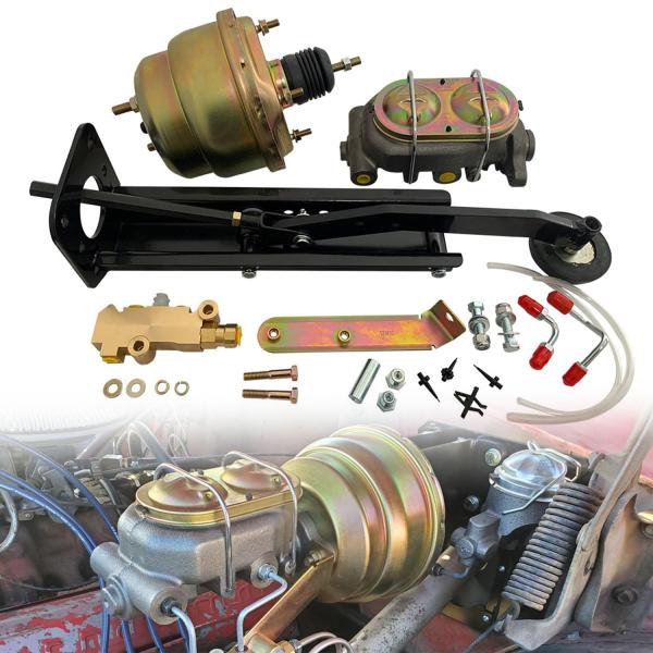 商品名: iiLentes 7インチ ユニバーサルデュアルパワーブレーキブースターキット 1インチボアGM鋳鉄マスターシリンダーペダルファイアウォールマウントアセンブリブラケットキットとPV4プロポーションバルブキット-マスタープロップディ...