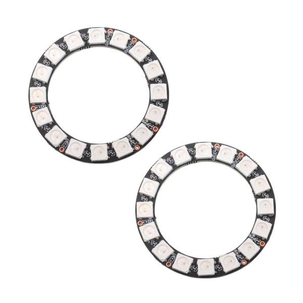 商品名: Stemedu 16ビット WS2812 5050 RGB LEDライトリング フルドリームカラー 個別にアドレス指定可能 Arduinoプロジェクト用統合ドライバー付き (2個) Stemedu 2PCS 16 Bits WS2...