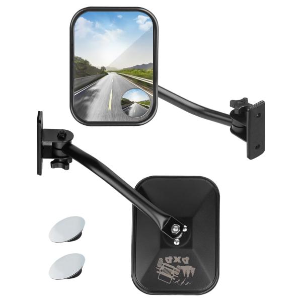 商品名: Huiddnas ドアオフミラー Jeep Wrangler TJ 1997-2006/ JK 2007-2018 ドアヒンジミラー ドア用 安全 ドアオフ 運転 揺れ防止 広い視野 TJ JKアクセサリー 2個 Huidnnas...