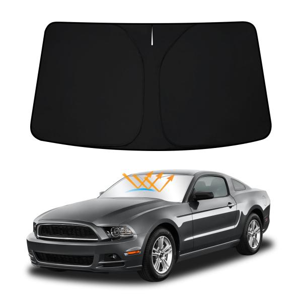 商品名: D-Lumina フロントガラス サンシェード 2010 2011 2012 2013 2014 Fo-rd Mustang用 折りたたみ式 フロントウィンドウ サンシェード サンバイザー 紫外線 太陽熱保護 インテリアアクセサリ...