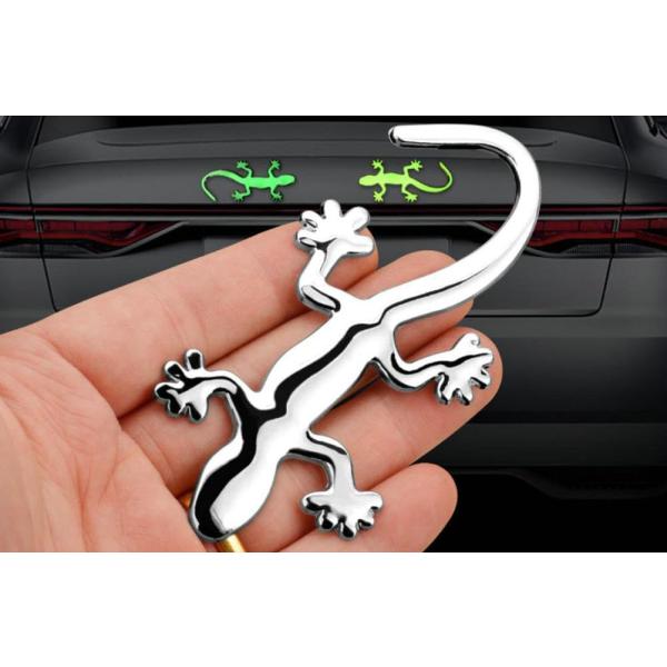 商品名: 3Dスパイダークロームエンブレムバッジステッカーシルバーユニバーサル車両、トラック、オートバイ、RV、スクーター、SUV、ドア、窓用2枚シルバーゲッコ(B0CB68JJC3) 2 Pcs 3D Spider Chrome Embl...