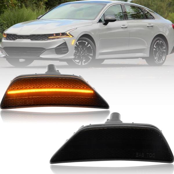 商品名:  NJSBYL LED Side Marker Lights for 2021 2022 2023 2024 KIA K5 GT-Line EX GT LX LXS Amber LED Smoked Lens Side Marke...