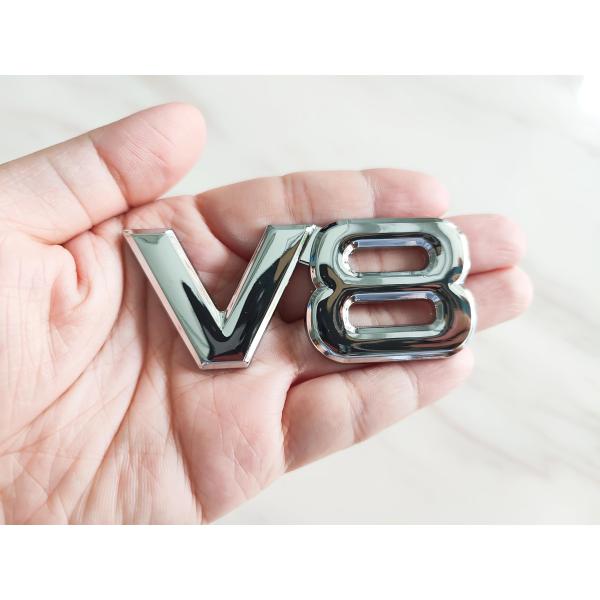 商品名: メタルV8バッジ 2個 3D 車 トラック バッジ ステッカー カーデコレーション カーアクセサリー用 (シルバー) 2 Metal V8 Badges, 3D car Truck Badges, Stickers, car De...