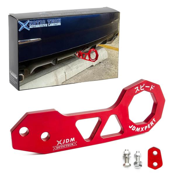 商品名: Xotic Tech オートアルミニウム JDM リア牽引フックキット レーシングスタイル トレーラー 牽引リング 装飾 カーアクセサリー ユニバーサルフィット 車 トラック SUV ほとんどの車両 (レッド) x xotic t...