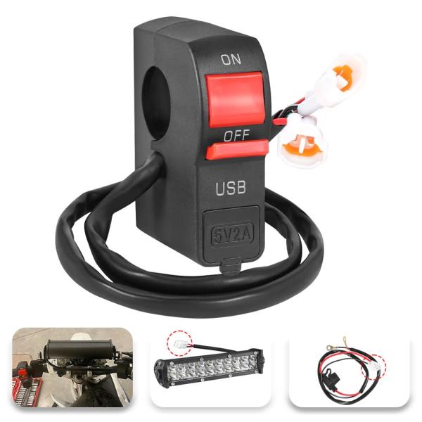 商品名: Sur-Ron ヘッドライトON/OFFスイッチ USBポート付き USB Switch LED Light Bar USB Port ON Off Switch 5V 2A Universal for Headlight Bar...