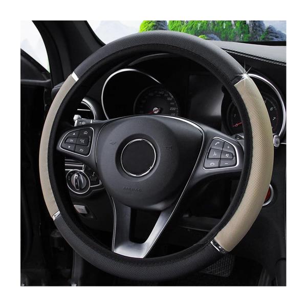 商品名: Osilly 車用ハンドルカバー フォームレザー ゴム&amp;インナーリングなし ユニバーサル15インチオートステアリングホイールプロテクター ソフト 通気性 車内アクセサリー 男女兼用 (ベージュ) Osilly Car St...