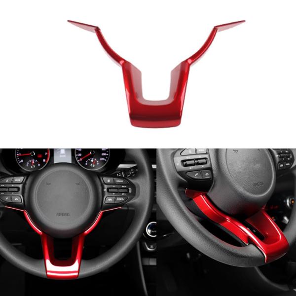 商品名: JUIVEEL グロスレッド カーステアリングホイールロワートリムカバー 自動車ステアリングホイールプロテクターカバー インナーステアリングホイールフレームカバー Kia Rio 2018-2022対応 JUIVEEL Gloss...