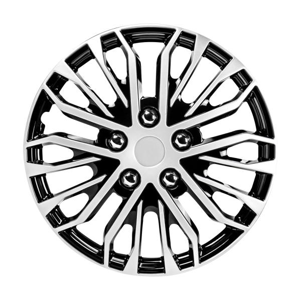 商品名:  QUALITYFIND Universal Hubcaps - 15 INCH Trendy Black &amp; Silver Wheel Covers for Cars - Made in Taiwan - Set of ...