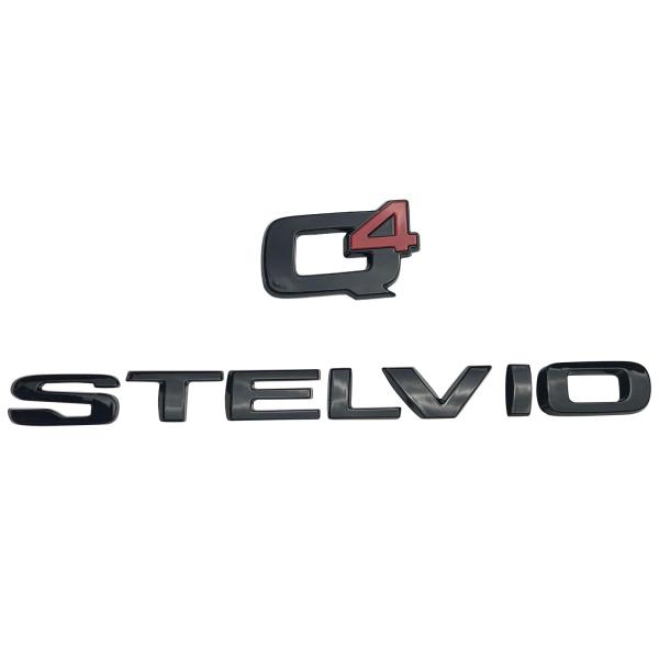 商品名:  3D Letter Metal Trunk Stelvio Q4 Base Black Logo, for Alfa Romeo Stelvio Q4 Sports Tailgate Letter Sticker Micro S...