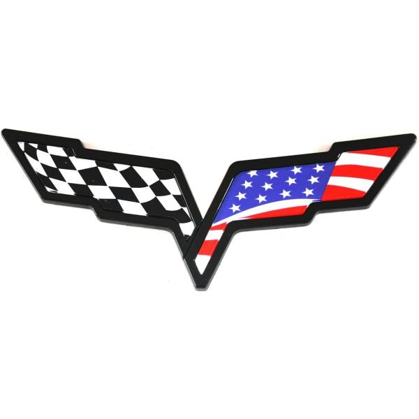 商品名:  1Pcs Front Hood &amp; Rear Fascia Crossed Flags Emblems Car 3D Badge Nameplate Decal Sticker Fit for 2005-2013 Cor...