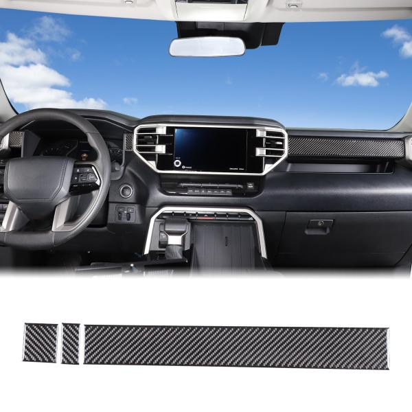 商品名: カーボンファイバーセンターコントロールパネル ダッシュボードストリップ トリムステッカー Toyot@a Tundra/Sequoia 2022-2024 センターコンソールモールディングパネルカバー ダッシュボード セントラルコ...