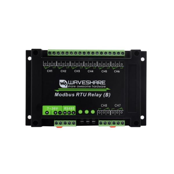 商品名: Waveshare Industrial Modbus RTU 8-Ch リレーモジュール (B) RS485インターフェース付き、マルチアイソレーション保護回路、7~36V電源。 Waveshare Industrial Mod...