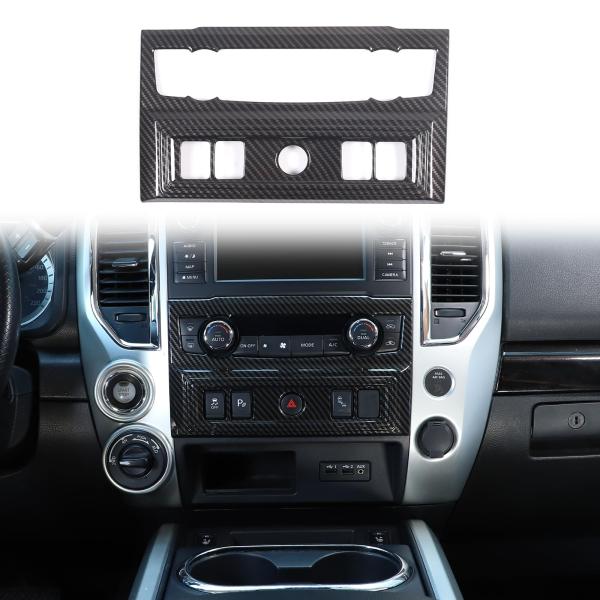 商品名: セントラルコントロールエアコンエアコンパネルカバートリム 日産タイタン2016-2024、エアコンスイッチパネルカバートリムアクセサリー1個(カーボンファイバーパターン) Central Control Air Condition...