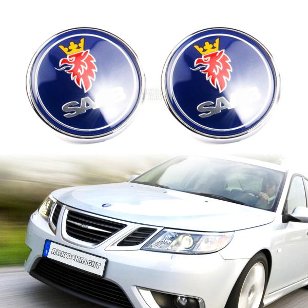 商品名: 車用ロゴエンブレムバッジ 2個 SAA8 9-3/9-5 93/95 (2003-2010) - フロントグリル&amp;リアトランク対応 - カーアクセサリー (OEMブルー) ARKOSKNIGHT 2PCS Car Logo...