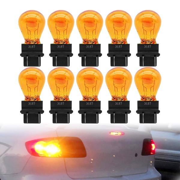 商品名:  GKmow 10 PCS Car Brake Light Bulb, 3157 12V 21/5W Micro Quartz Glass Double Wire Instrument Light Bulb, 360° Light...