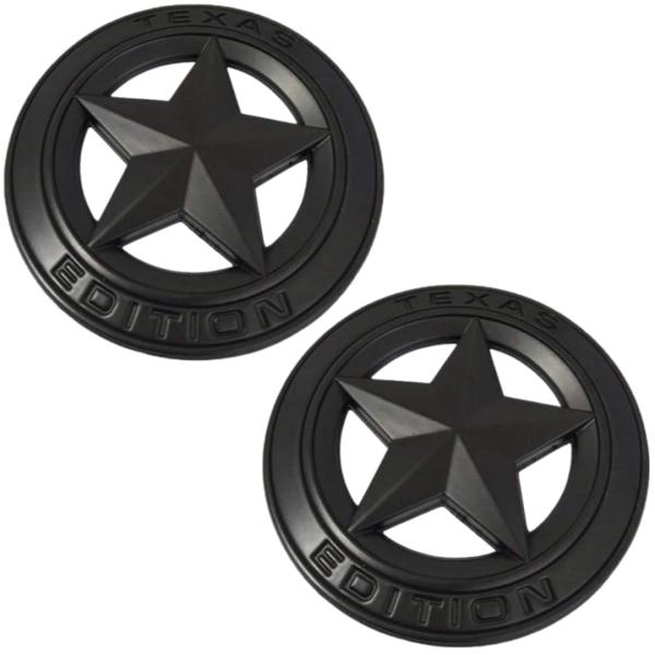 商品名:  Texas Edition Star All Black Round 3" Shield Emblem (Set of Two), Tacoma, F150, Silverado, Titan, Hood, Door, Gril...