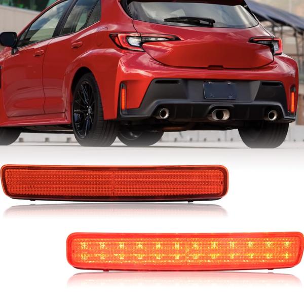 商品名:  NJSBYL Rear Bumper Side Reflector Lights for Scion tC T'oyota GR Corolla Prius-V Prius-C Tail Red Lens LED Driving...
