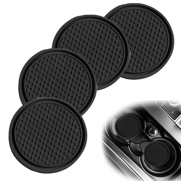 商品名: fasebeek カーセンターコンソールコースター 4個 2.75インチ x 0.2インチ PVC ソフトラバー凹凸ハニカム滑り止めコースター 多機能実用アクセサリー ほとんどの車種に対応 (ブラック) fasebeek 4 PC...