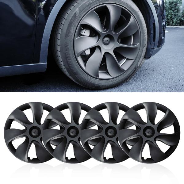 商品名: GSYLCMKP Tesla Model Y Hubcap ホイールカバー 19インチ ハブキャップ ホイール リムカバー 交換用 マットブラック Tesla Model Y アクセサリー 2023(4パック)-Whirlwind...