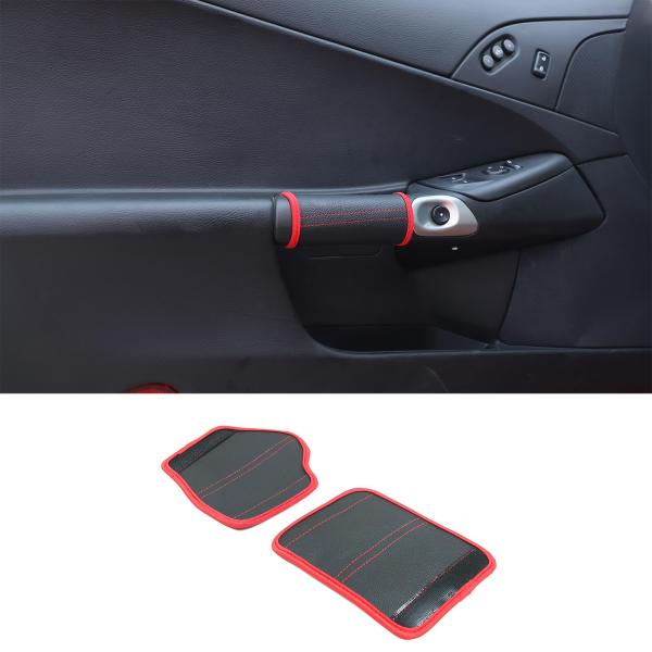 商品名: Moittellc ドアパネル プルハンドル トリムカバー スリーブプロテクター シボレーコルベット C6 2005-2013に対応 カーグラブハンドルカバー レザー素材 アクセサリー Moittellc Door Panel P...