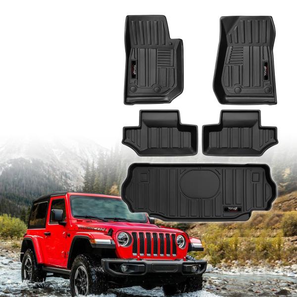 商品名:  Yonugli Custom Floor Mats &amp; Cargo Trunk Liner for 2007-2018 Jeep Wrangler JK 2 Door Accessories All Weather TP...