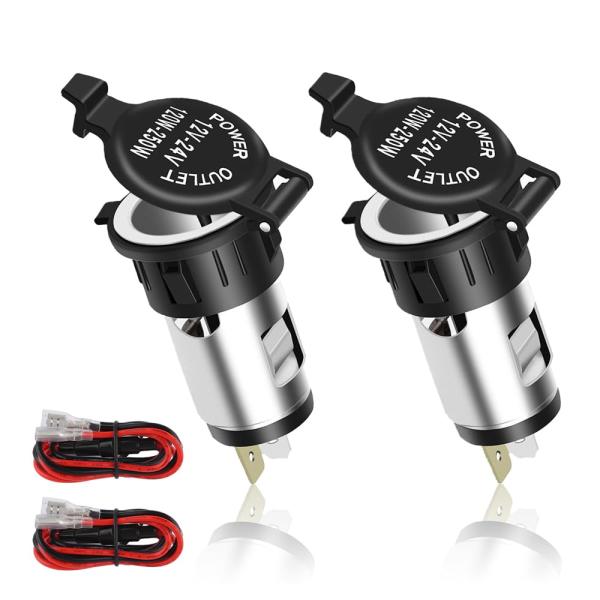商品名:  2PCS 12V Cigarette Lighter Socket - Car Cigarette Lighter Socket with Extension Cable &amp; Waterproof Cover - Uni...