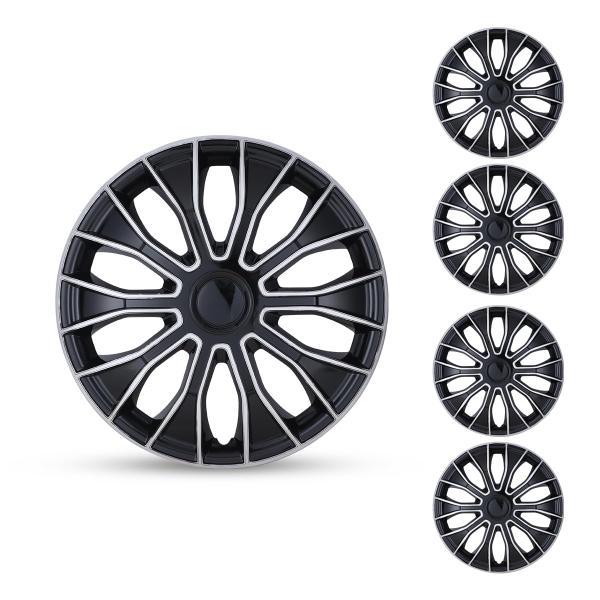 商品名: CPW ホイールリムカバー 15インチ ユニバーサルハブキャップ スナップABS素材 車 トラック SUV カーアクセサリー ホイールカバー スナップ交換 4個セット(15インチ、シルバーラッカー&amp;ブラックラッカー) CP...