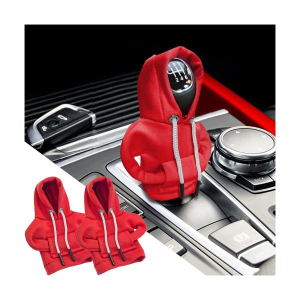 商品名: AUCELI カーギアシフトカバー 面白い ファッショナブル ミニ キュート パーカー セーター シャツ 冬 暖かい 自動車 ギアシフトノブ プロテクター 車両装飾アクセサリー ユニバーサル SUV トラック RV用 (レッド) ...