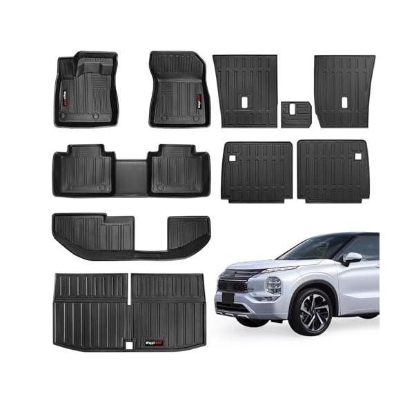 商品名:  Wqyimat Custom Floor Mats 3Rows &amp; Cargo Liner &amp; 2nd and 3rd Backrest Mat Set for Mitsubishi Outlander 2022...