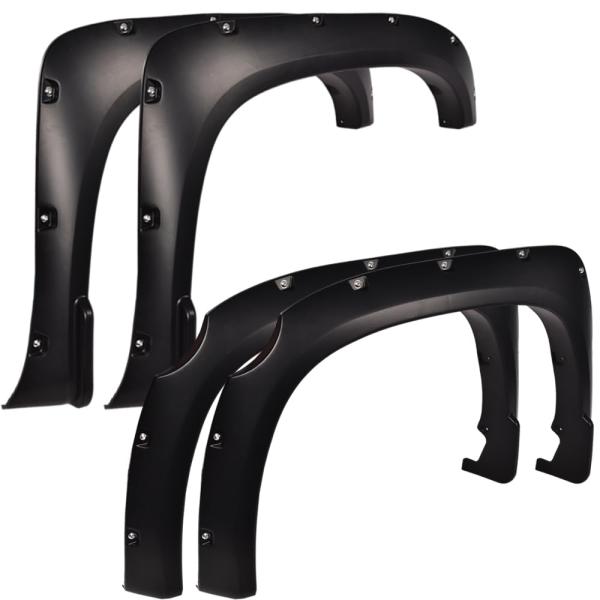 商品名: ALLGOOD フェンダーフレア トヨタ タンドラ 67インチ/78インチ/98インチ ベッド長さ ポケット リベットスタイル スムーズ ブラック ホイールカバー プロテクター ベントトリム 4個 ALLGOOD 4PCS Fen...