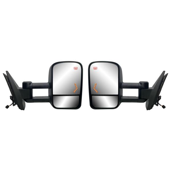 商品名:  Pair Right and Left Side Door Towing Mirror Power and Heated with Signal Light on Glass Textured Back Cover For Ch...