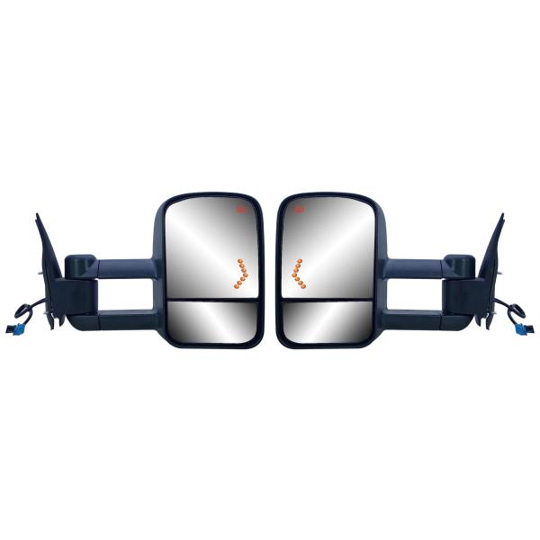 商品名:  Pair Right and Left Side Door Towing Mirror Power and Heated with Signal Light on Glass Textured Back Cover For Ch...