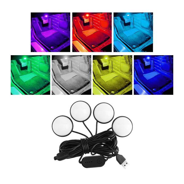 商品名: Suvnie カーインテリアLEDライト、自動車用ネオンアクセントライト、3つのモードとリモコン、4イン1 アンダーダッシュ装飾照明キット、USBポート付き、車内カーアクセサリー Suvnie Car Interior LED L...