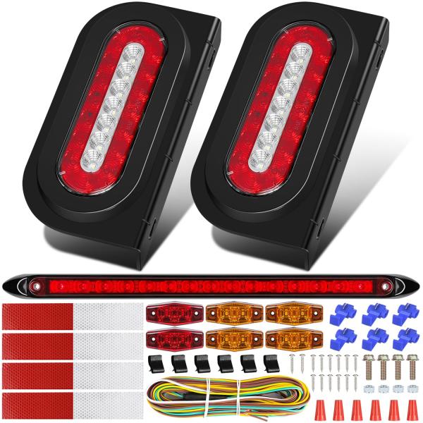 商品名: RONSTA 6インチオーバルLEDトレーラーライトキット 取り付けブラケット、ライトバー、配線付き、2個 防水ストップブレーキとホワイトバックアップリバースライト ボート RV トラック スノーモービル用 RONSTA 6 in...