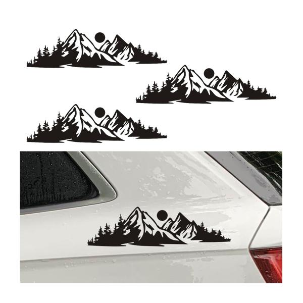 商品名: Bittwee 3ピース 車 ビニール 雪山 木 ステッカー 防水 自己粘着 自動ウィンドウミラー トランク ロゴ アウトドア バンパー デカール 車 外装 装飾 ユニバーサル SUV トラック RV ノートパソコン用 (ブラック...