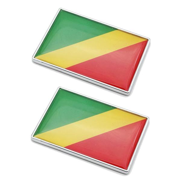 商品名: 3Dコンゴコンゴ国旗メタルカーステッカー2枚。クロームデカール、2.3 x 1.6インチメタルトラックステッカー、愛国的な自動車オートバイエンブレム。 2 Pcs 3D Congo Congolese Flag Metal Car...