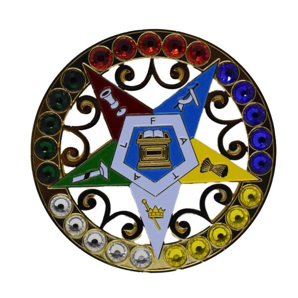 商品名:  Order of The Eastern Star (OES) 5 Color Rhinestones Auto Emblem Five-Pointed Star Fatal Surrounding The Center Pen...